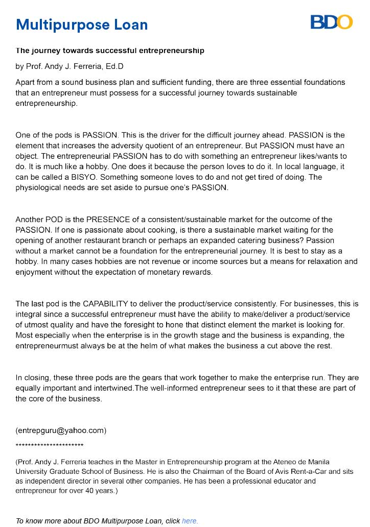 Multipurpose Loan | BDO Unibank, Inc.